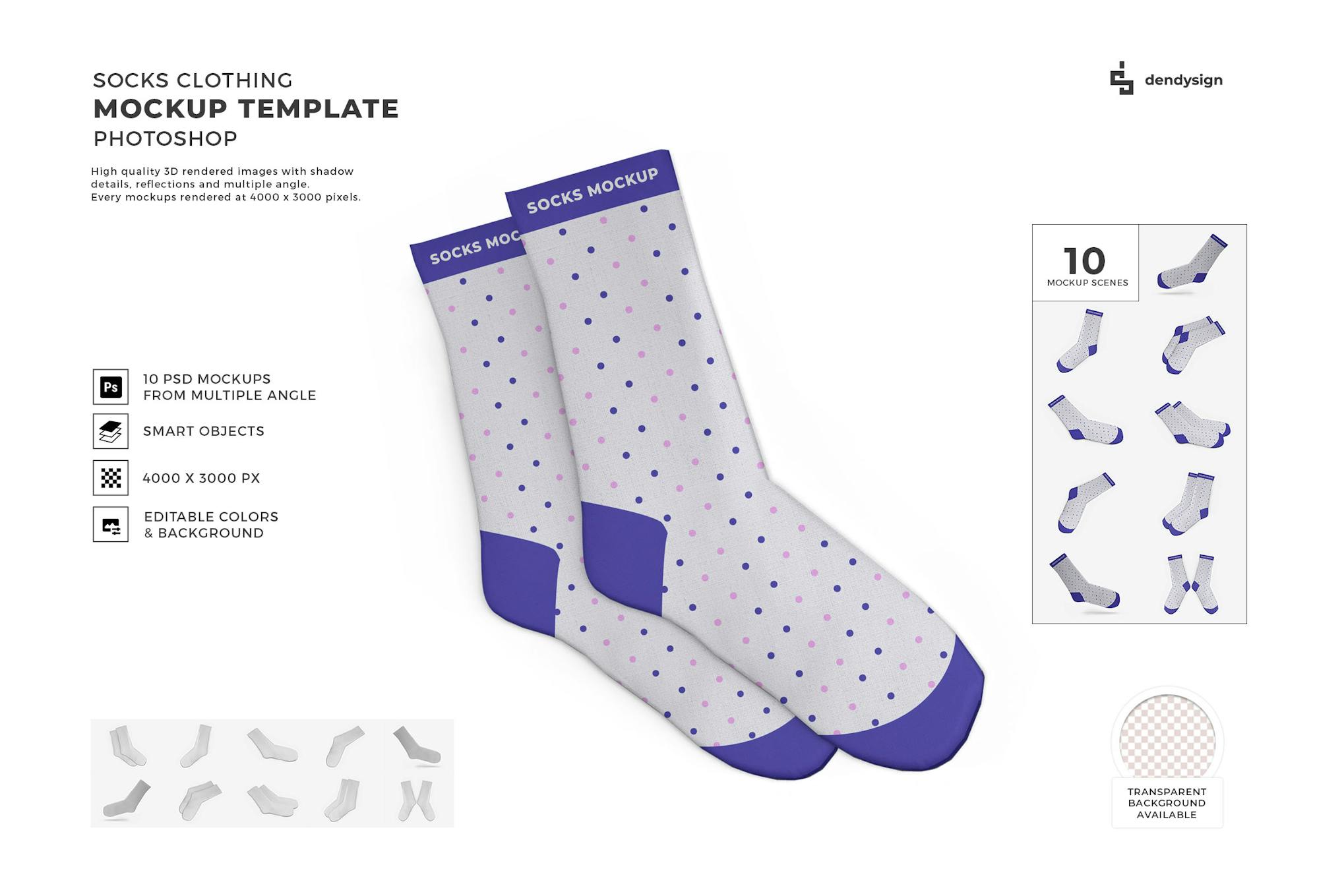 10 Socks Mockup Template Set | Design Shack