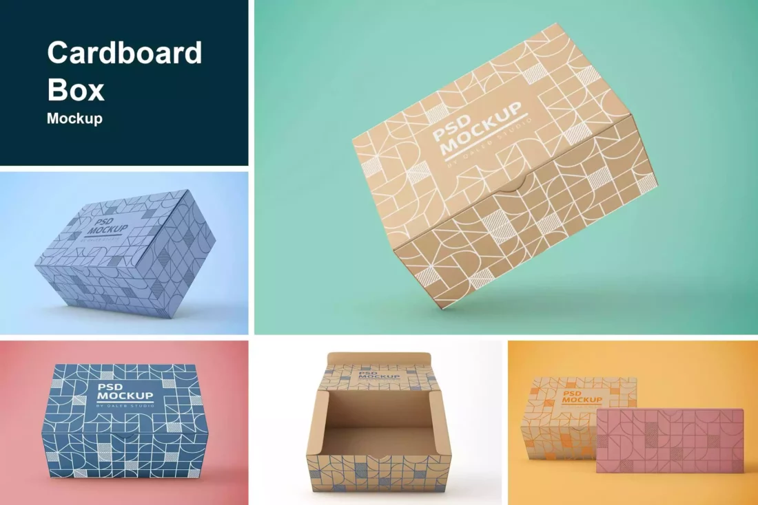 3D Cardboard Box Mockups | Design Shack