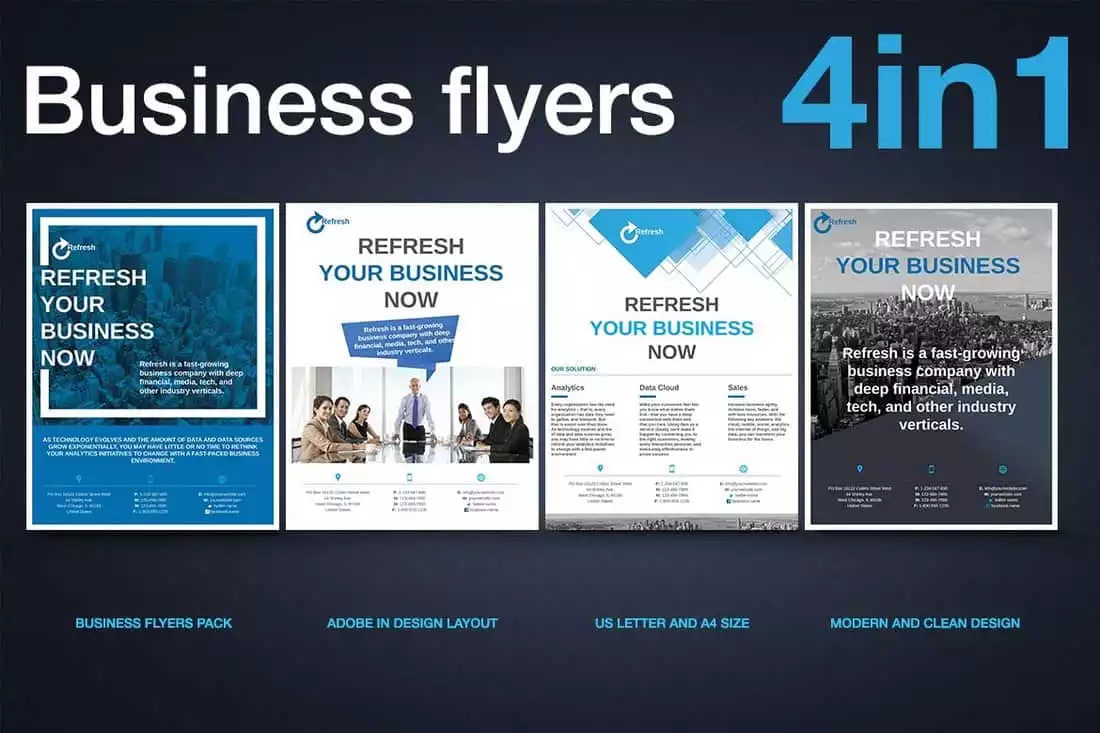 4 in 1 Multipurpose Business Flyer Pack | Design Shack