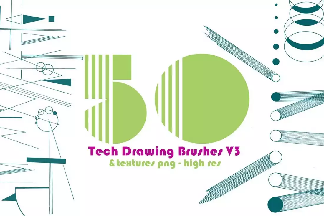 50 Technical Drawing Brushes & Transparent PNGs | Design Shack