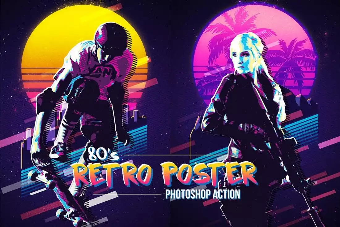 80’s Retro Poster Photoshop Action | Design Shack