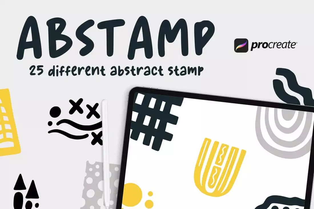 Abstamp 25 Abstract Stamp Procreate Brushes | Design Shack