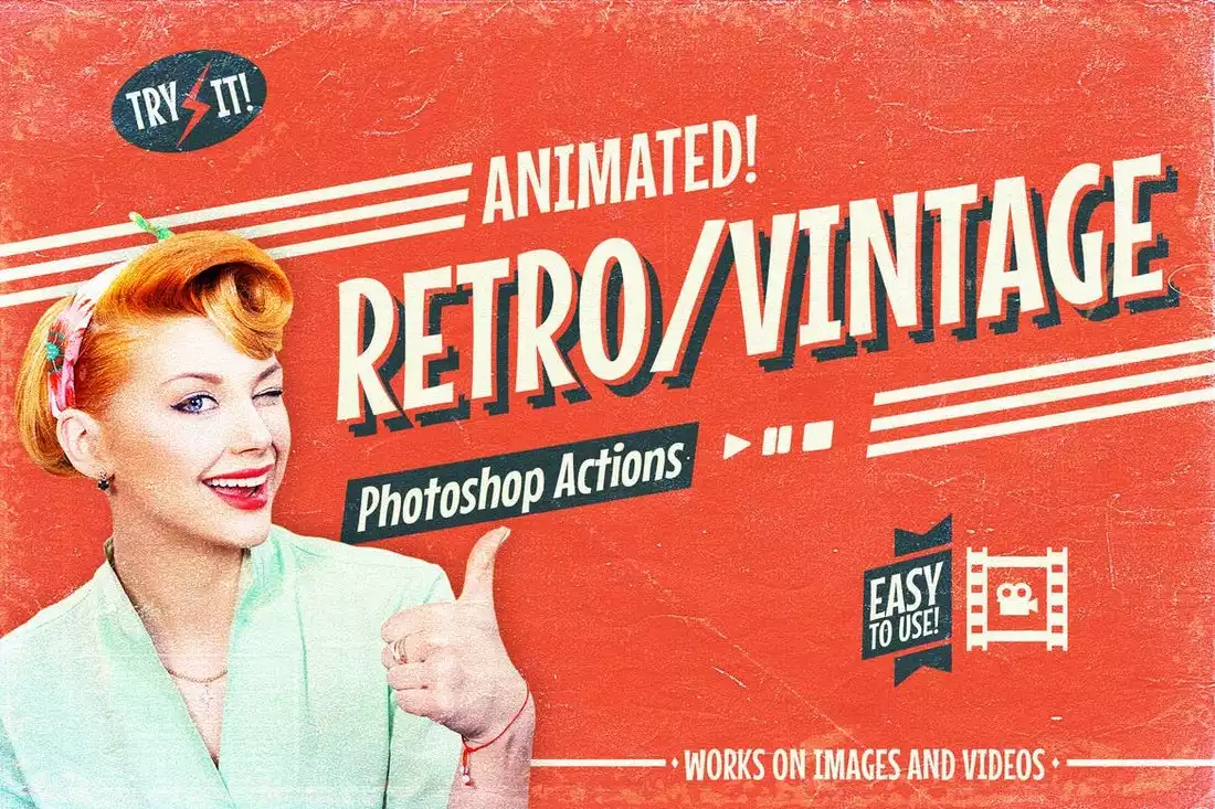 Animated Retro Vintage Film Photoshop Actions | Design Shack