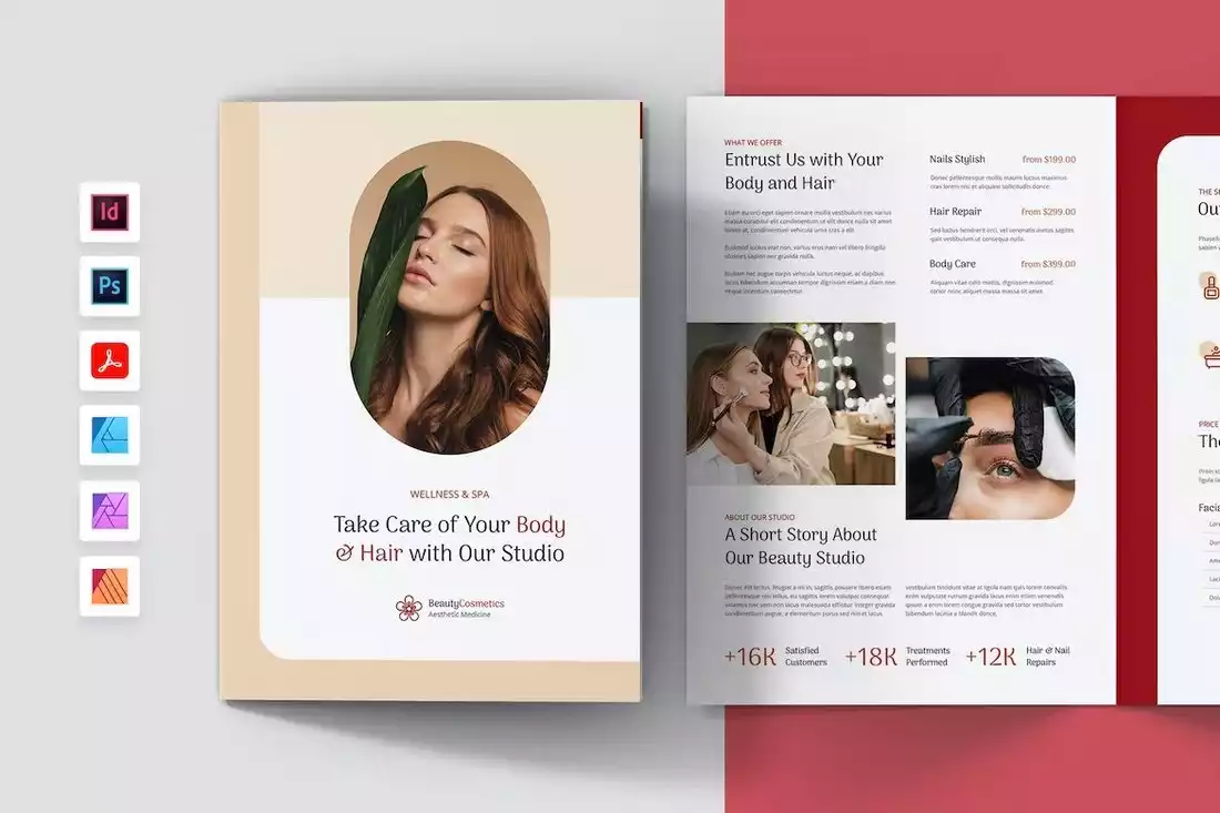 Beauty Cosmetics Brochure Bi-Fold Template | Design Shack