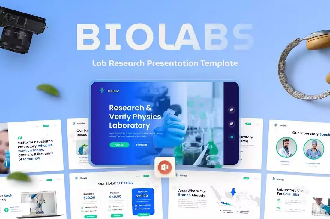 BioLabs Science Research PowerPoint Template | Design Shack