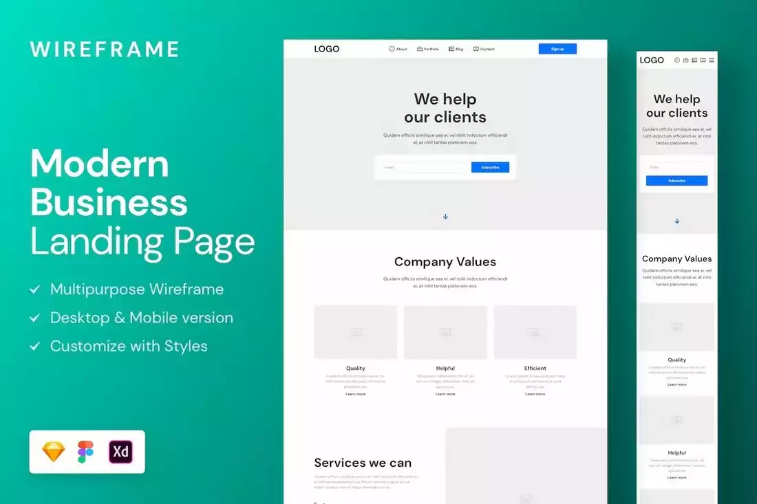 Business Landing Page Figma Wireframe Template | Design Shack