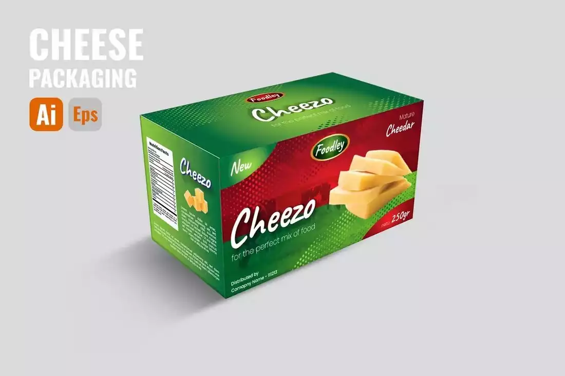 Cheese Packaging Box Template for Illustrator | Design Shack