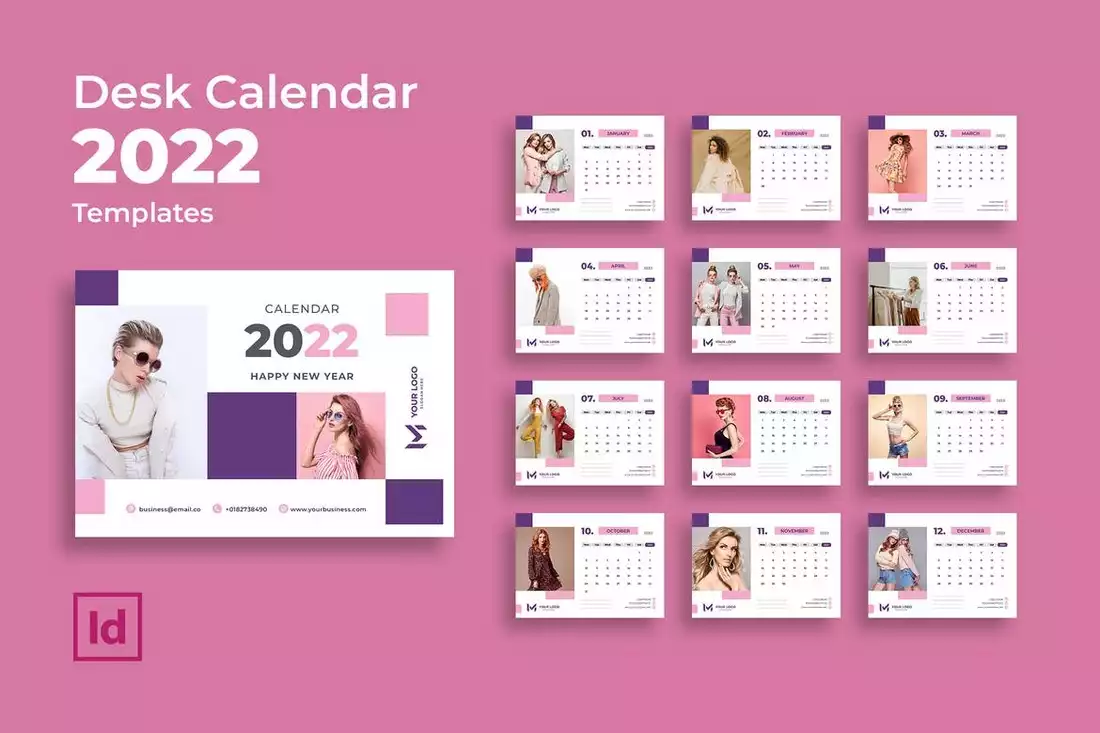 Colorful InDesign Desk Calendar Template | Design Shack