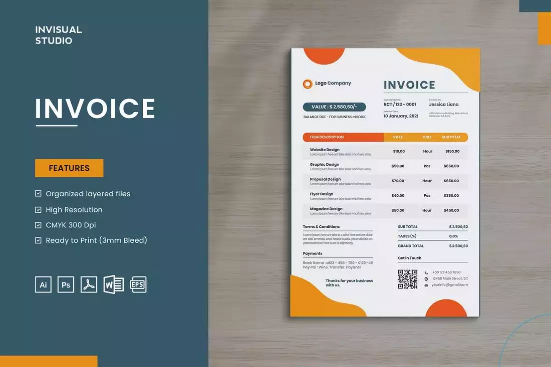 Colorful Invoice Template Word | Design Shack