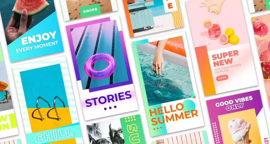 Colorful Stories Premiere Pro Instagram Video Templates | Design Shack