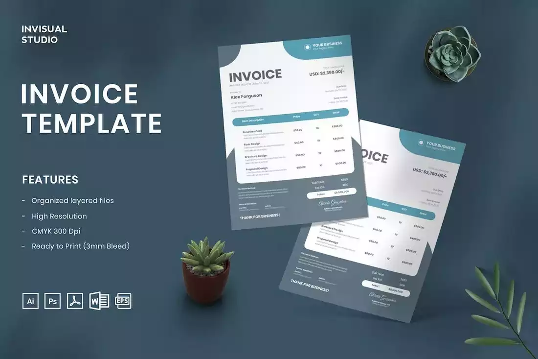 Creative Business Invoice Template Word | Design Shack