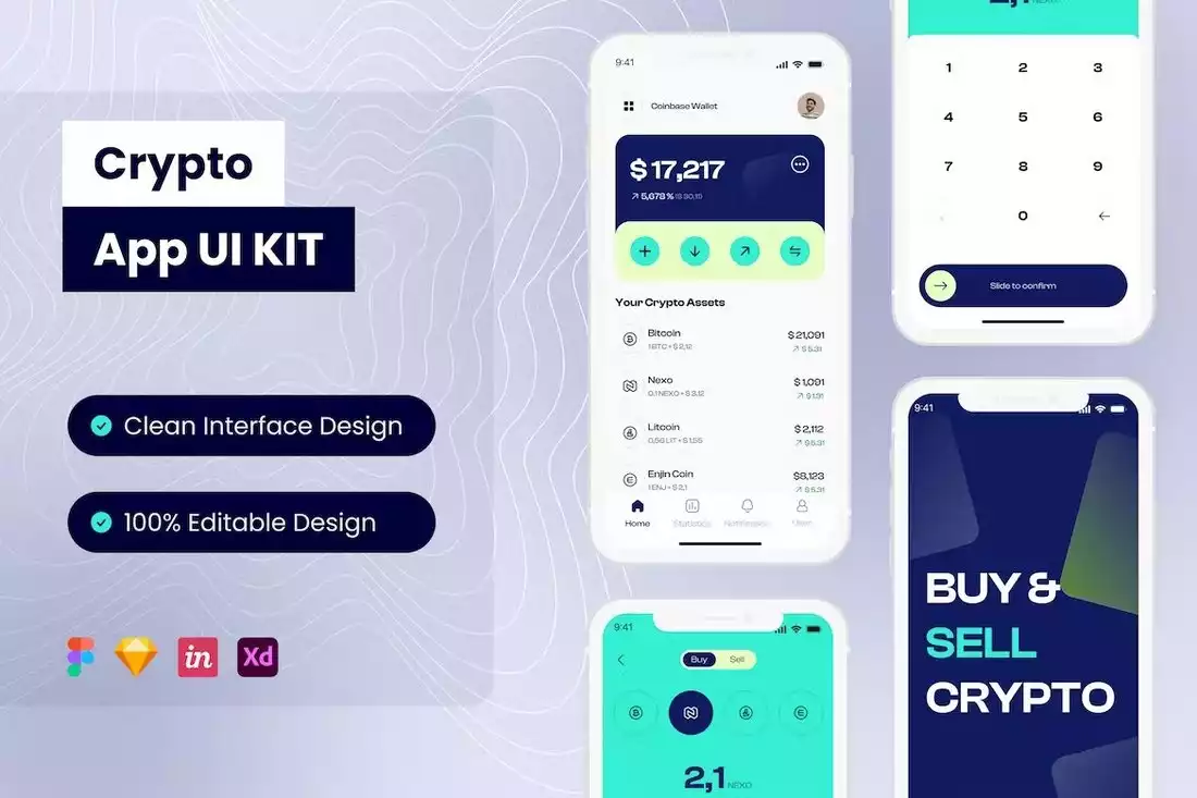 Crypto Mobile App UI Kit for Adobe XD | Design Shack
