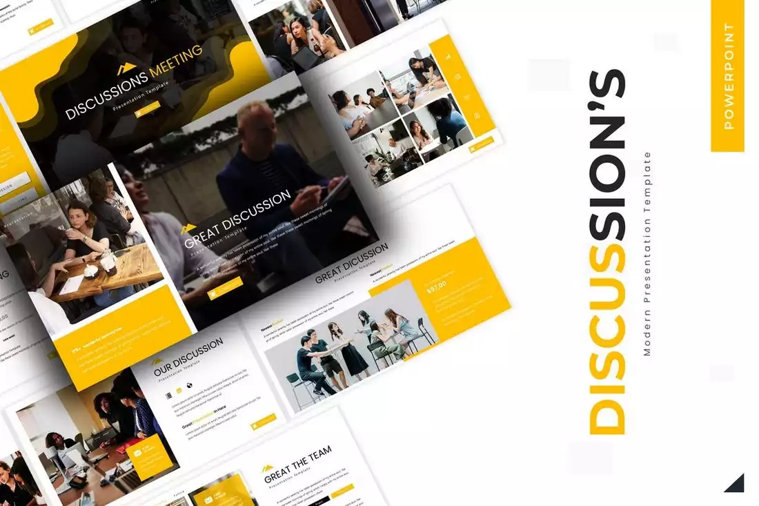 Discussions Meetings PowerPoint Template | Design Shack