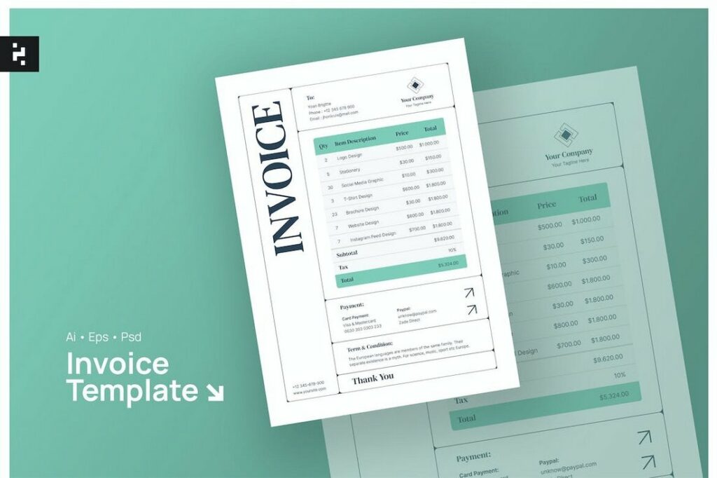 50+ Best Invoice Templates for InDesign & Illustrator (Free + Premium ...
