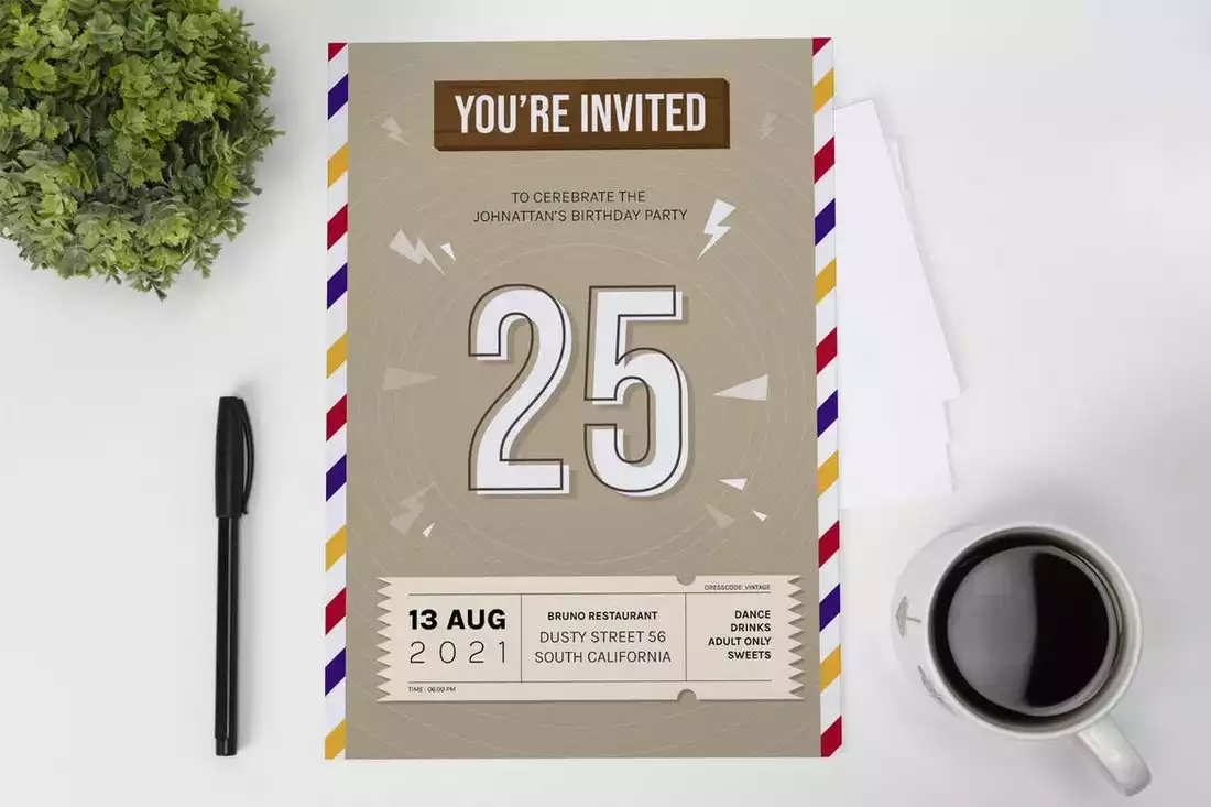 Envelope Birthday Party Invitation Template | Design Shack