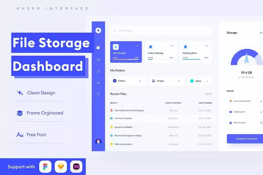 File Storage Dashboard Sketch Template | Design Shack