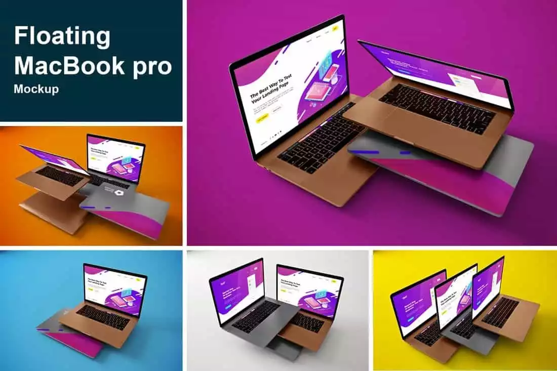 Floating MacBook Pro Laptop Mockups | Design Shack