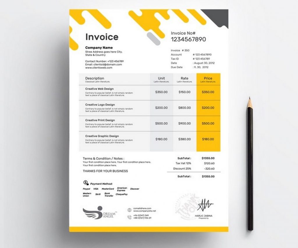 20 Best Invoice Templates For InDesign Illustrator Free Premium 