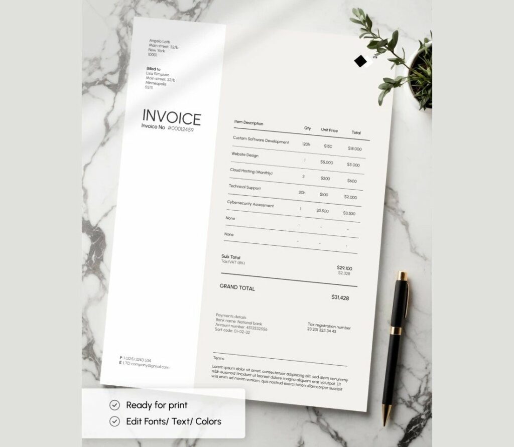 12+ Best Invoice Templates for Google Docs | Design Shack