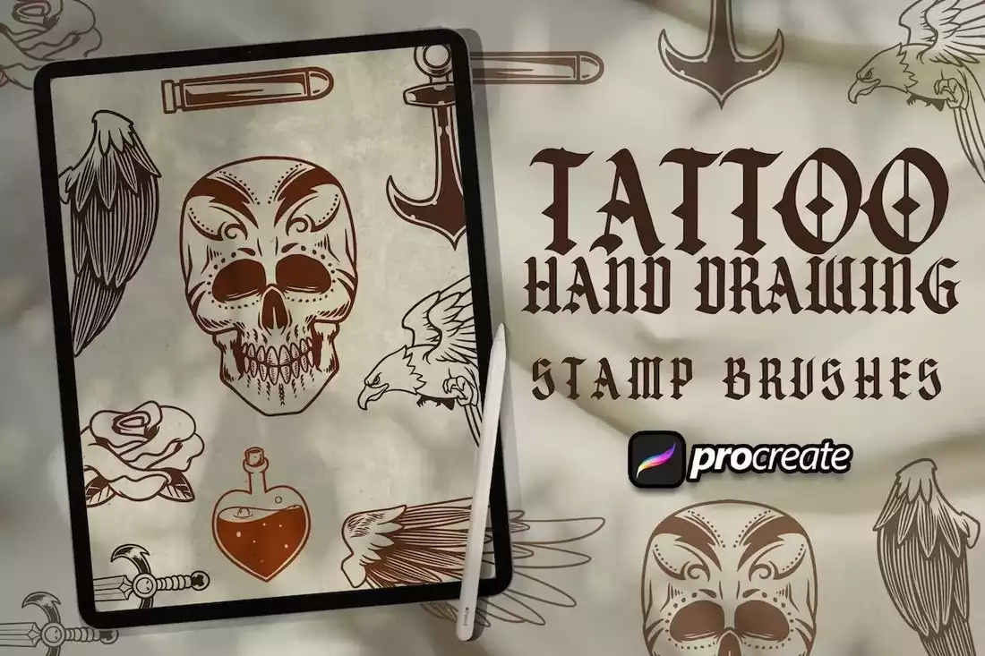 Hand Drawing Tattoo Stamp Brushes | Design Shack