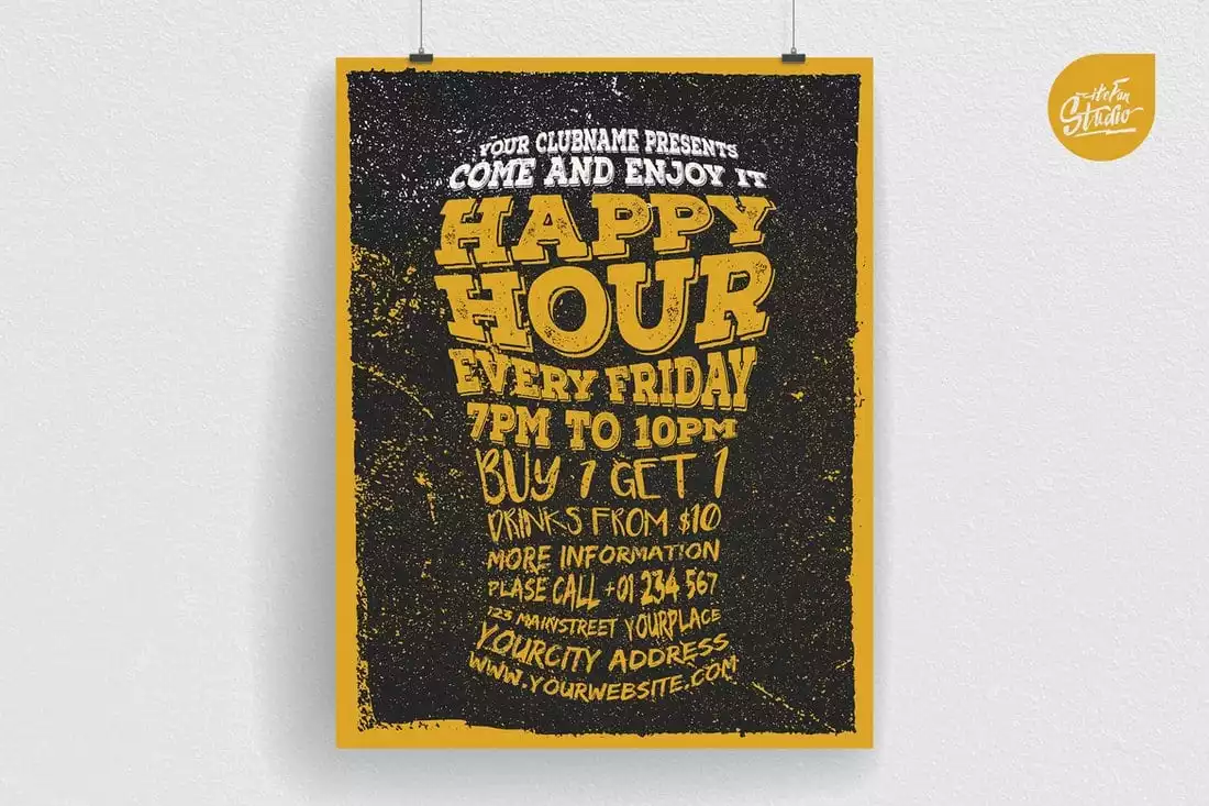 Happy Hour Typography Flyer | Design Shack