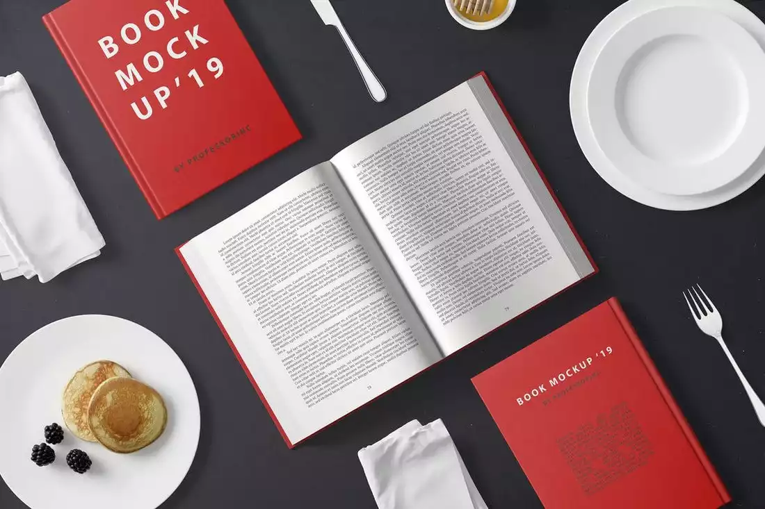 Hard Cover Book Mockup Breakfast Scene | Design Shack