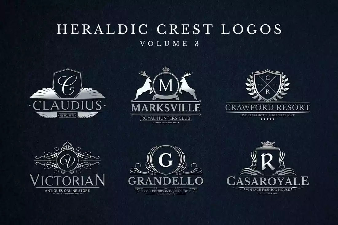 Heraldic Crest Luxury Logos Set 3 | Design Shack