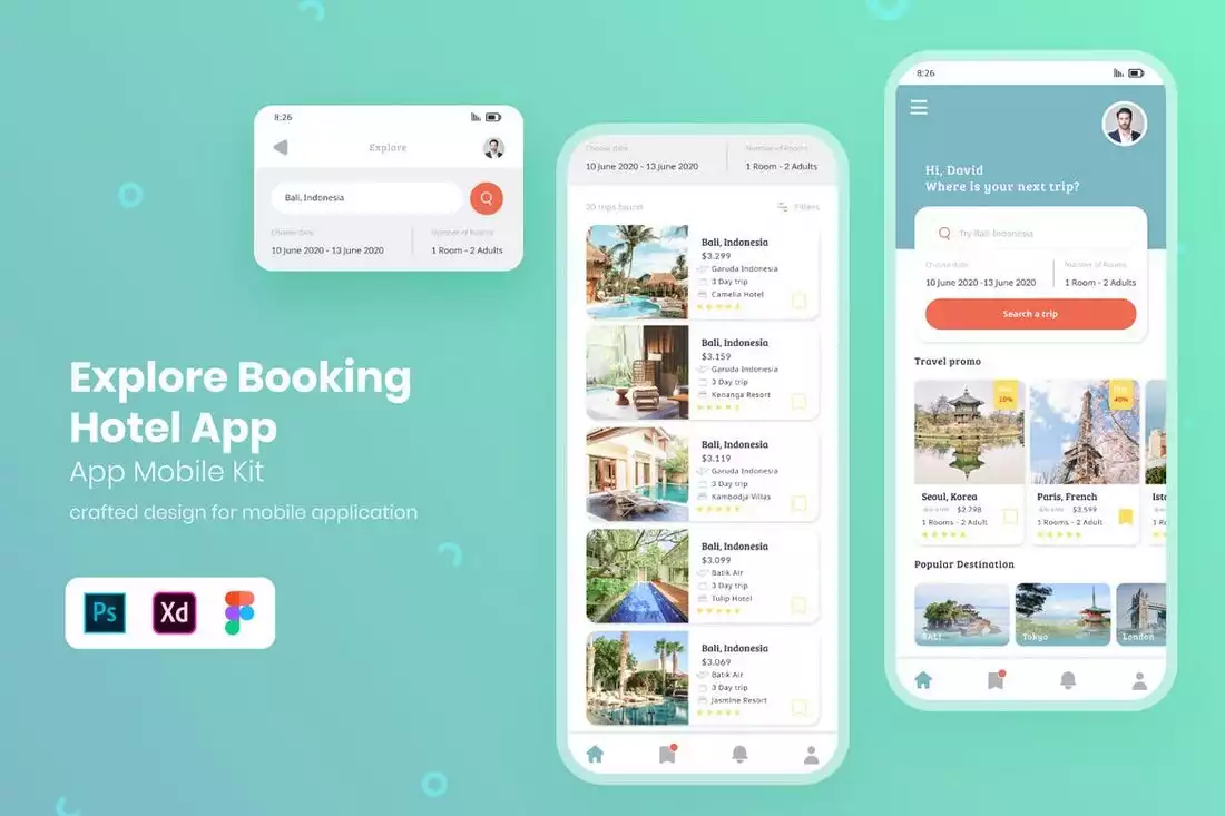Hotel Booking App UI Kit for Adobe XD | Design Shack