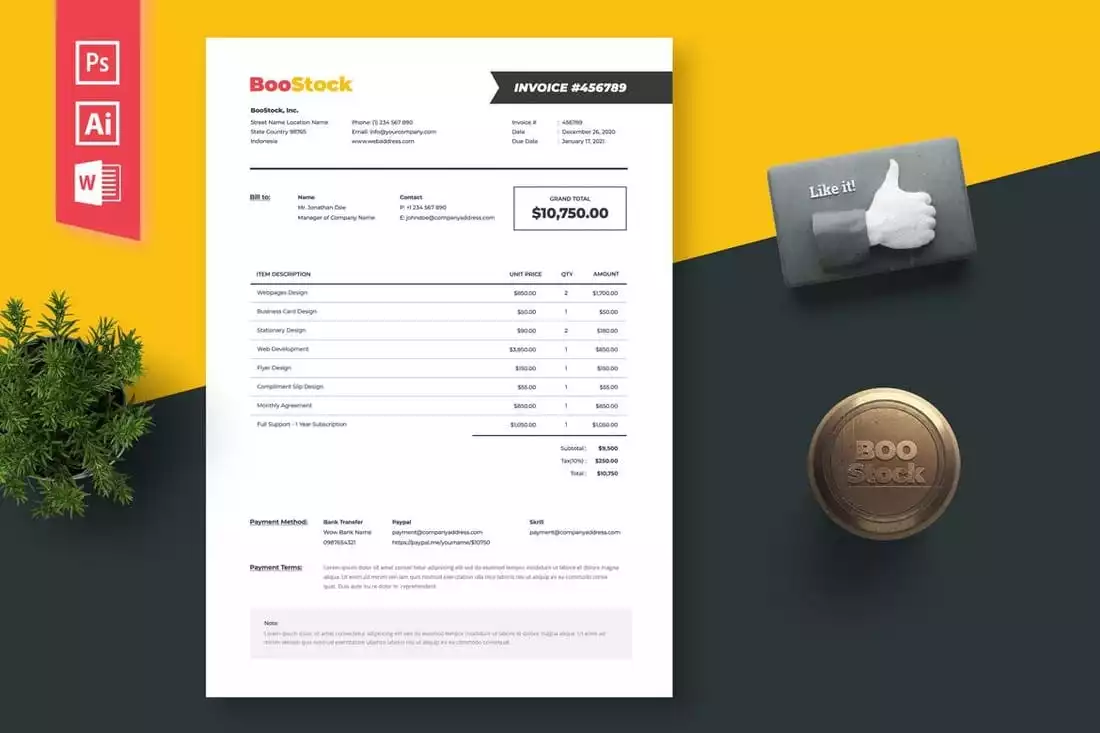 Illustrator Invoice Template for Small Businesses | Design Shack