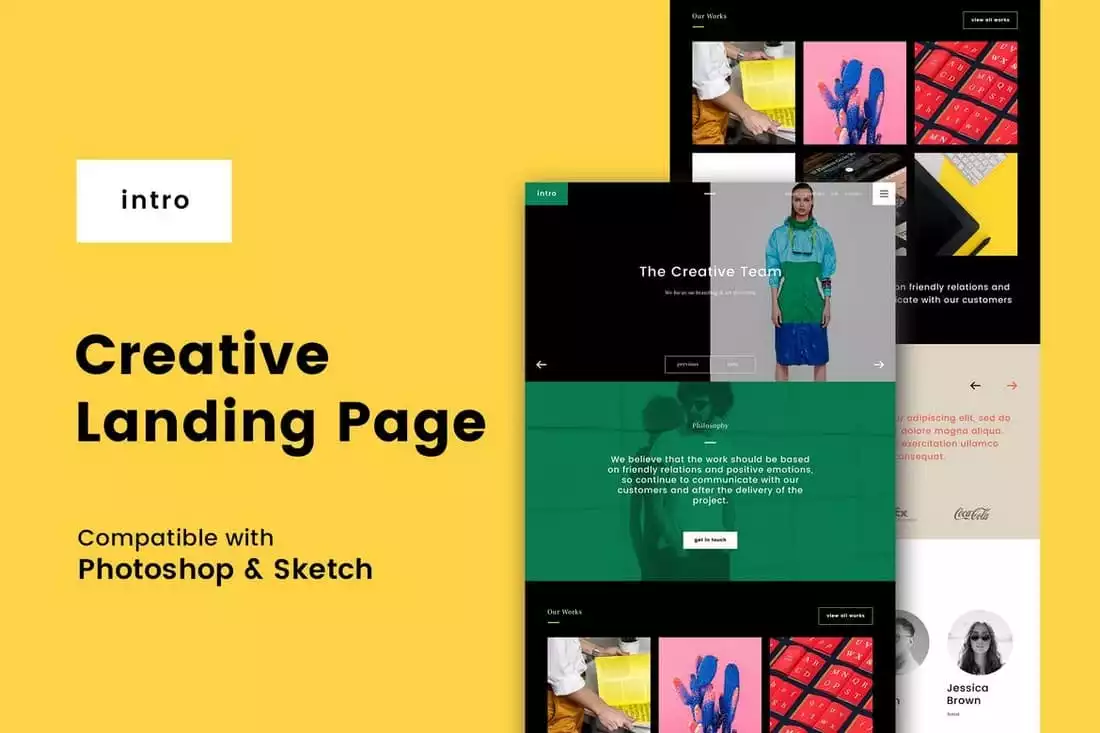 Intro Creative Landing Page Template (PSD + Sketch) | Design Shack