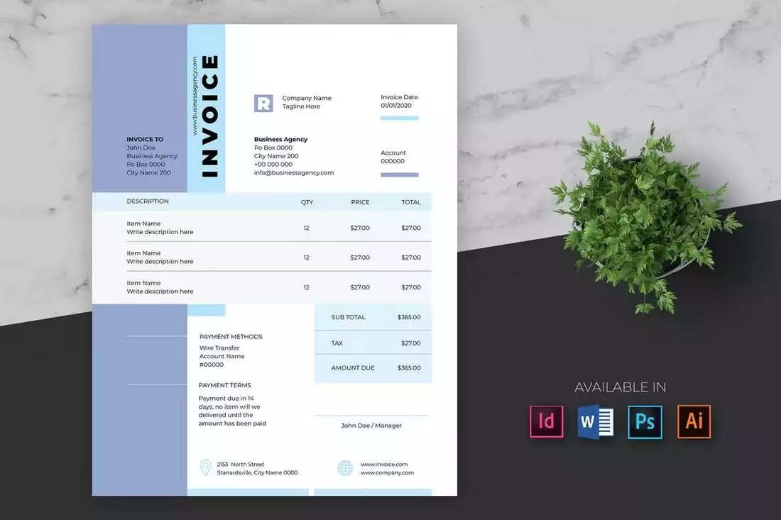 Invoice Clean Business Invoice Template Word | Design Shack