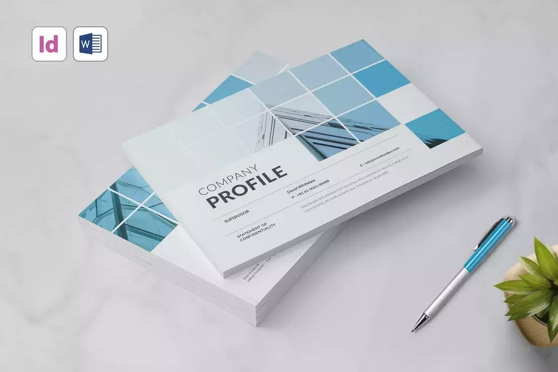 Landscape A5 Company Profile Template for Word | Design Shack