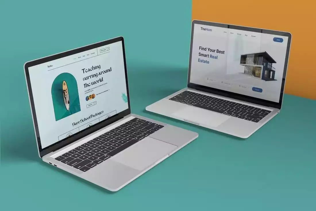 MacBook Laptop Double Display Mockup | Design Shack