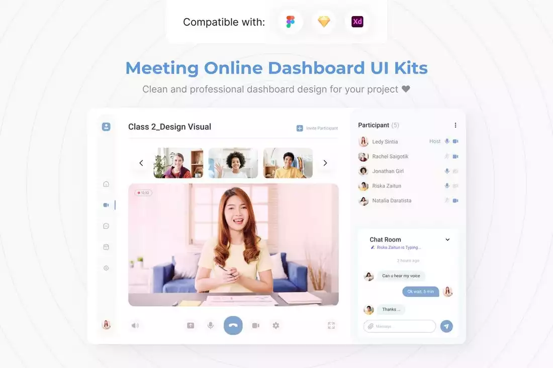 Meeting Online Dashboard UI Kits Figma Template | Design Shack