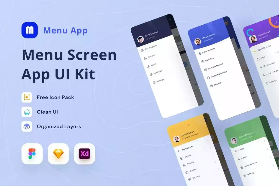 Menu Screen UI Kit Sketch Resources | Design Shack