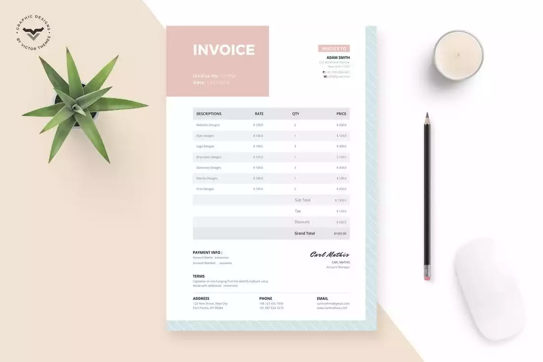 Minimal & Feminine Invoice Template | Design Shack