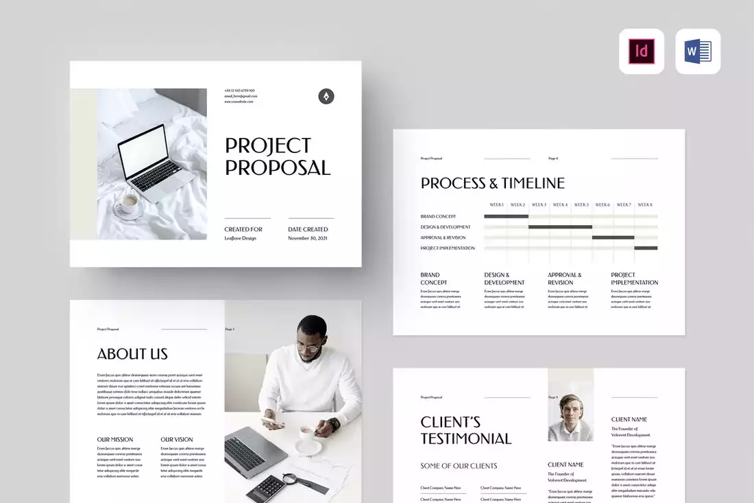 Minimal Project Proposal Word & InDesign Template | Design Shack