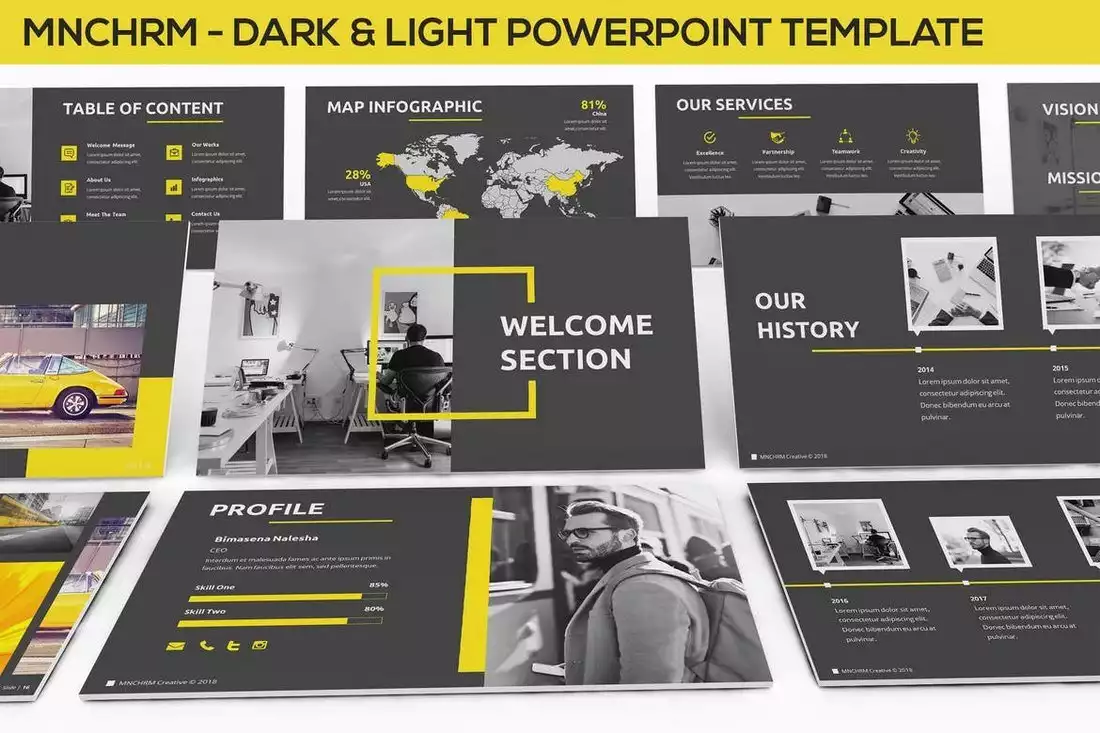 Mnchrm Dark & Light PowerPoint Template | Design Shack