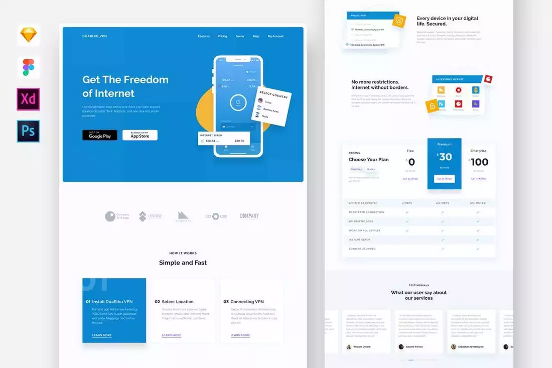 Mobile App Website Template for Adobe XD | Design Shack