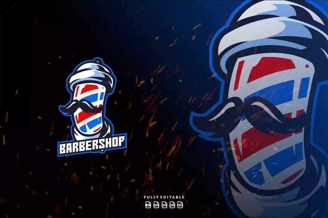 Modern Barbershop Logo Template PSD | Design Shack