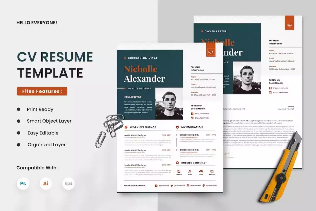Orange & Teal Resume Template | Design Shack