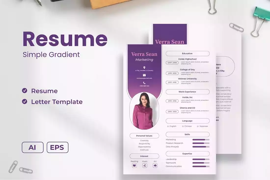 Gradient Resume Template | Design Shack