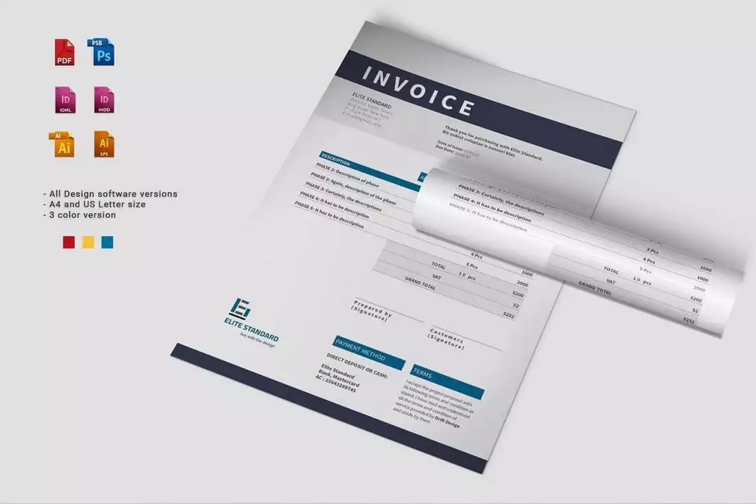 Modern Invoice Template for Illustrator & InDesign | Design Shack