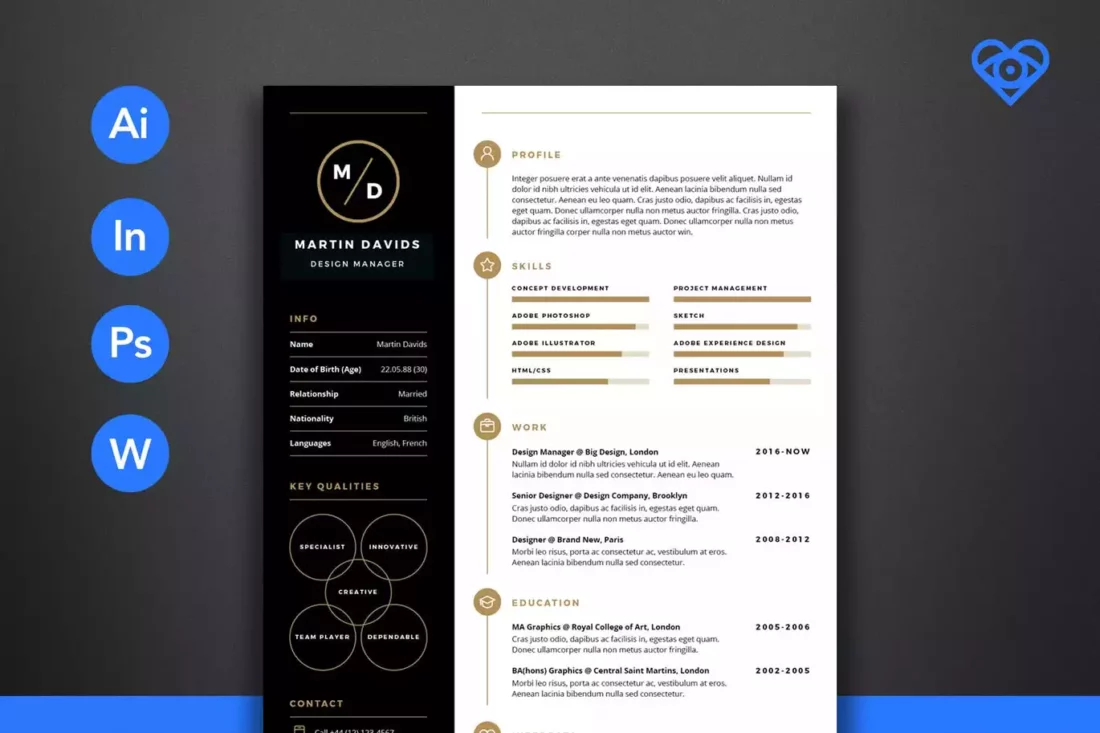 Dark & Modern CV Template | Design Shack