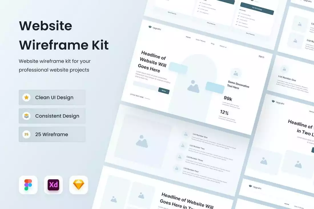Modern Website Wireframe Kit for Adobe XD | Design Shack
