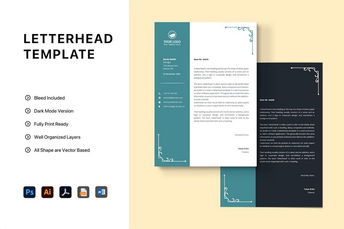 30 Best Microsoft Word Letterhead Templates Letterhead Design Tips 