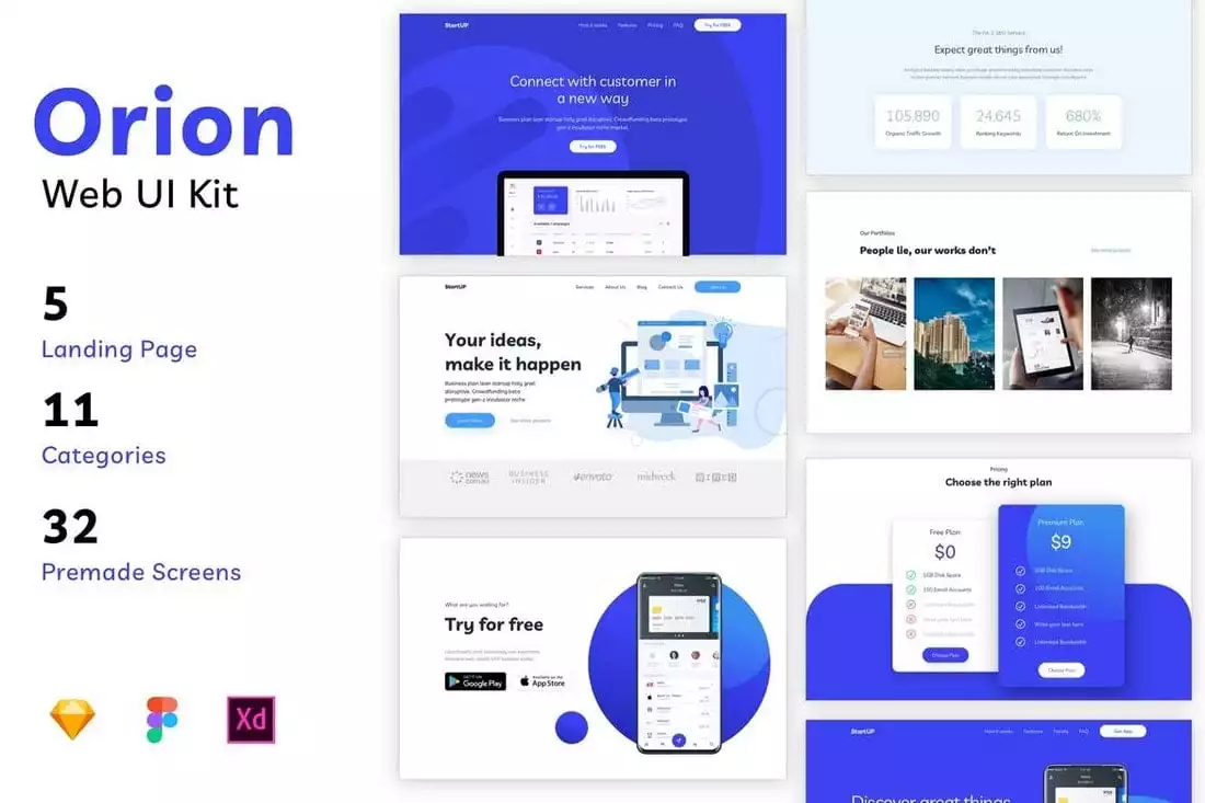 Orion Website UI Kit for Sketch | Design Shack