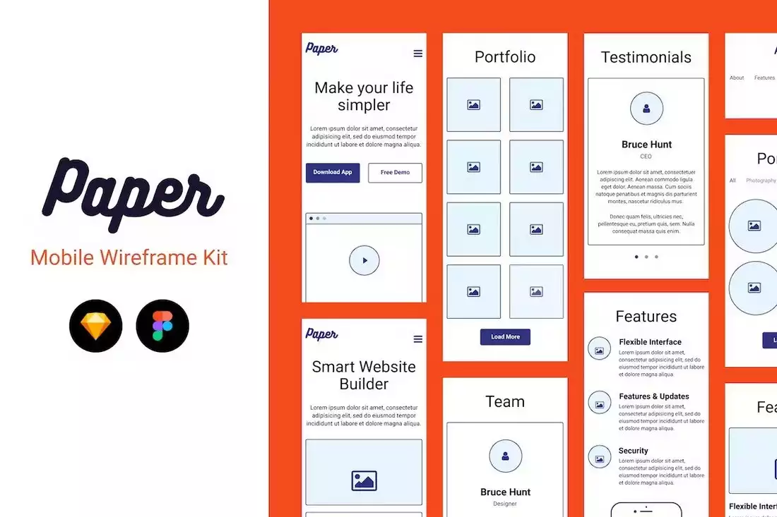 Paper Mobile Wireframe Kit for Figma | Design Shack