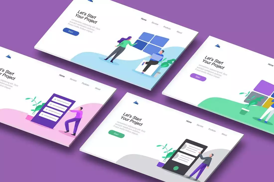 Perspective Isometric Website Screens Mockups | Design Shack