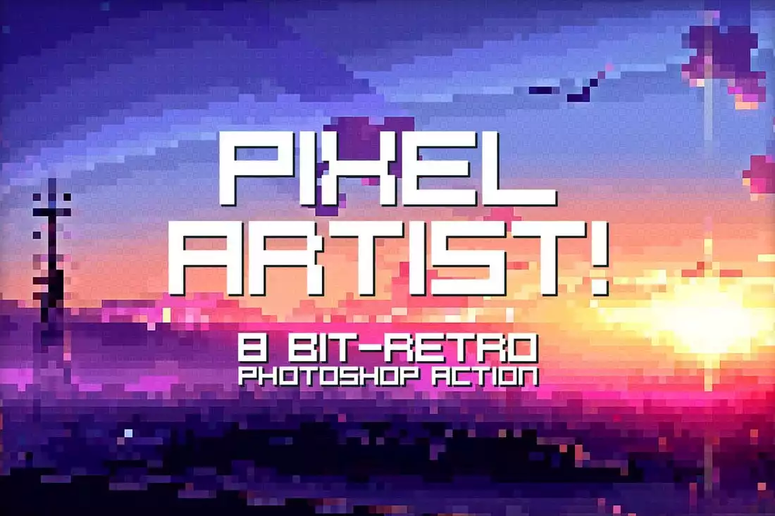 Pixel Artist 8-Bit Retro Photoshop Action | Design Shack